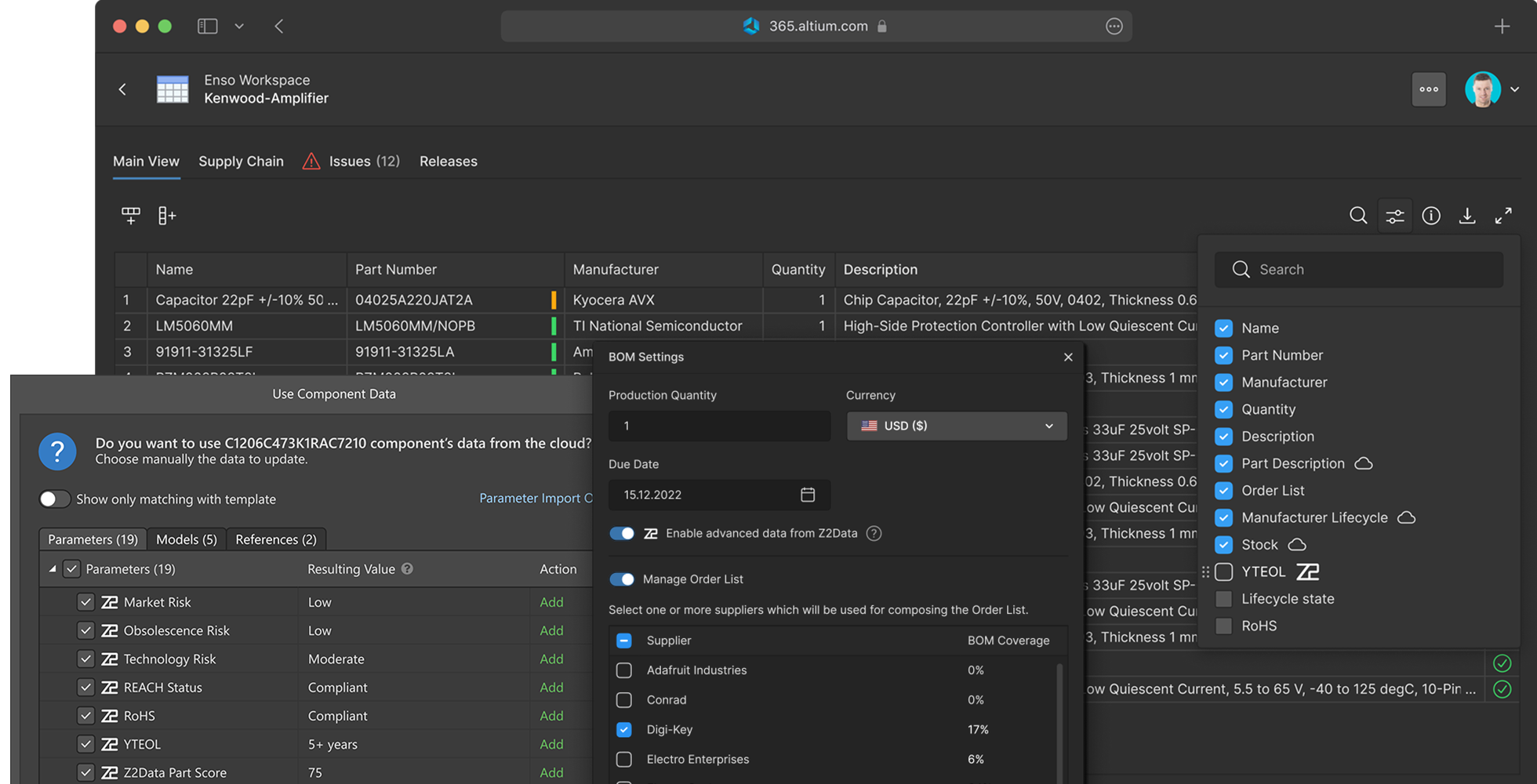 Z2Data for Component Lifecycle Management | Altium 365